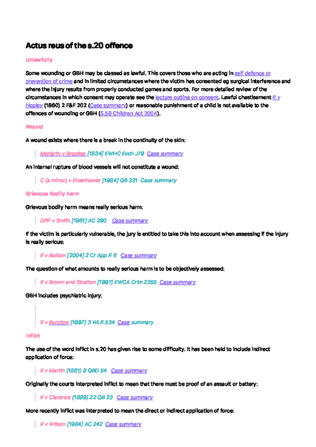 Actus reus of the s.20 offence - Actus reus of the s offence Unlawfully ...