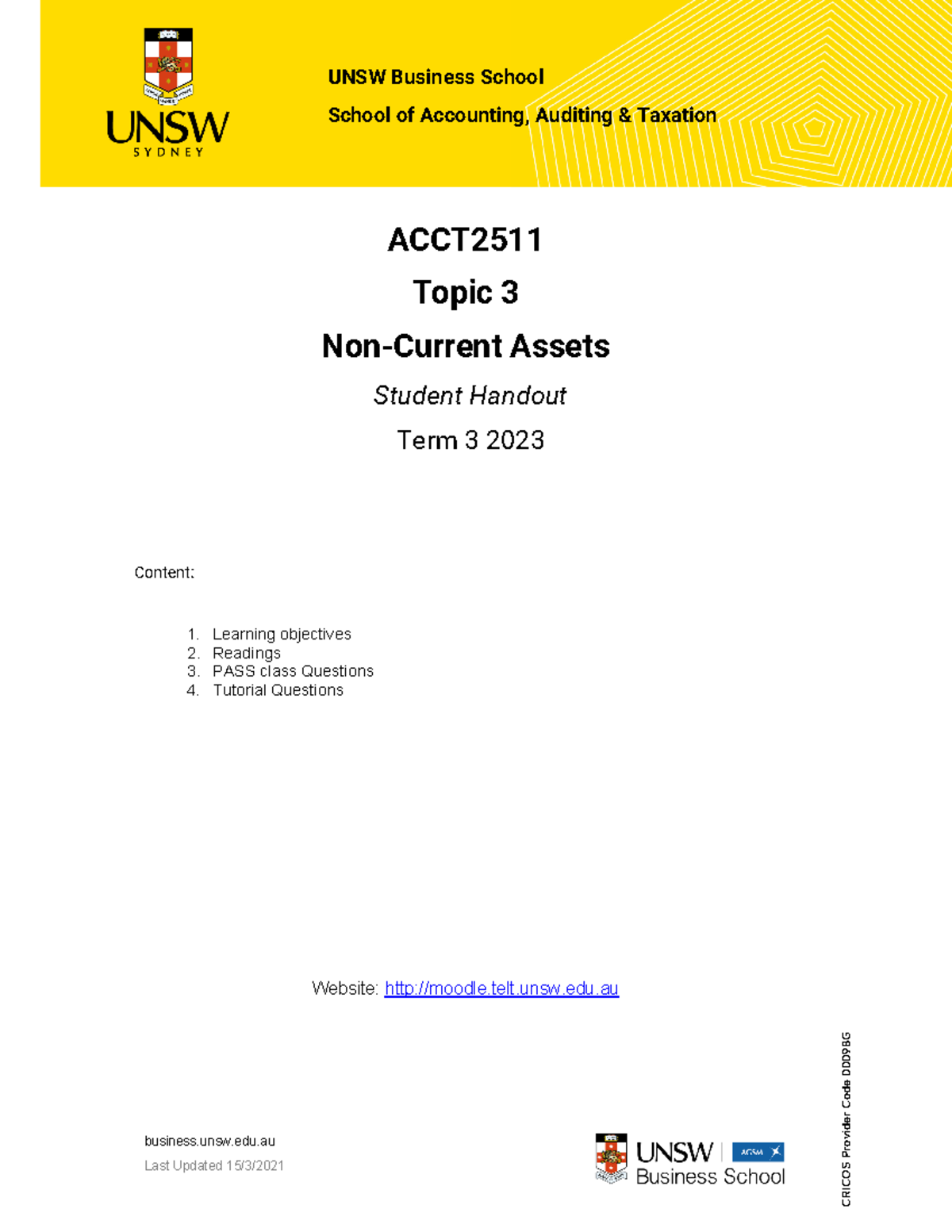 1. Topic 3 Handout 2023 T3 - CRICOS Provider Code 00098G UNSW Business ...