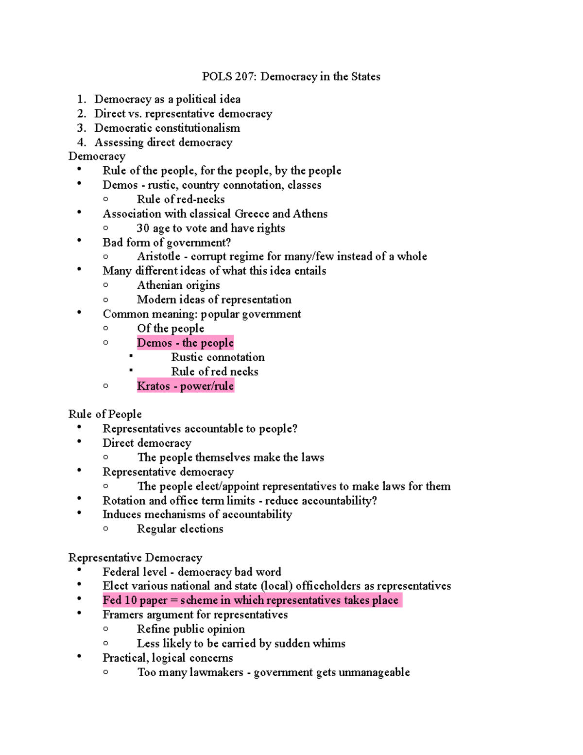 POLS 207 Democracy in the States - POLS 207: Democracy in the States ...