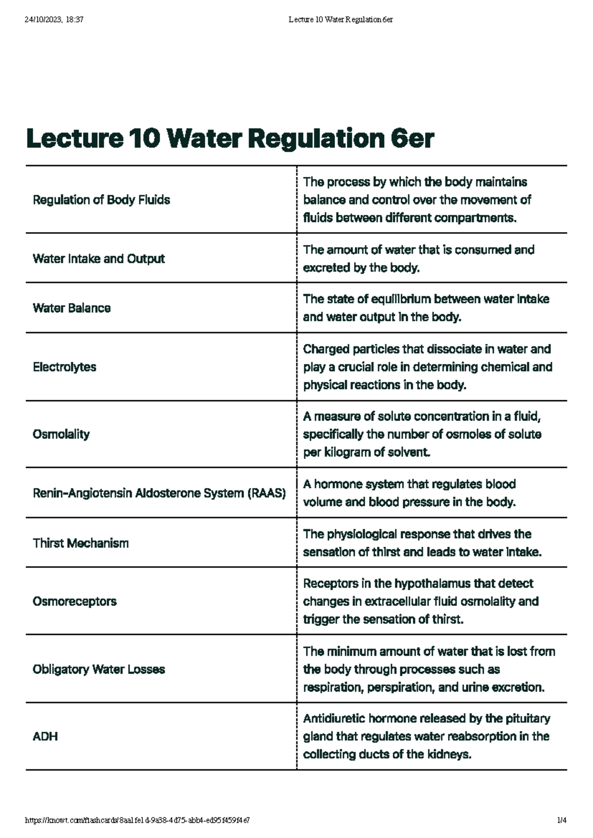 Lecture 10 Water Regulation 6er g - 400868 - Studocu