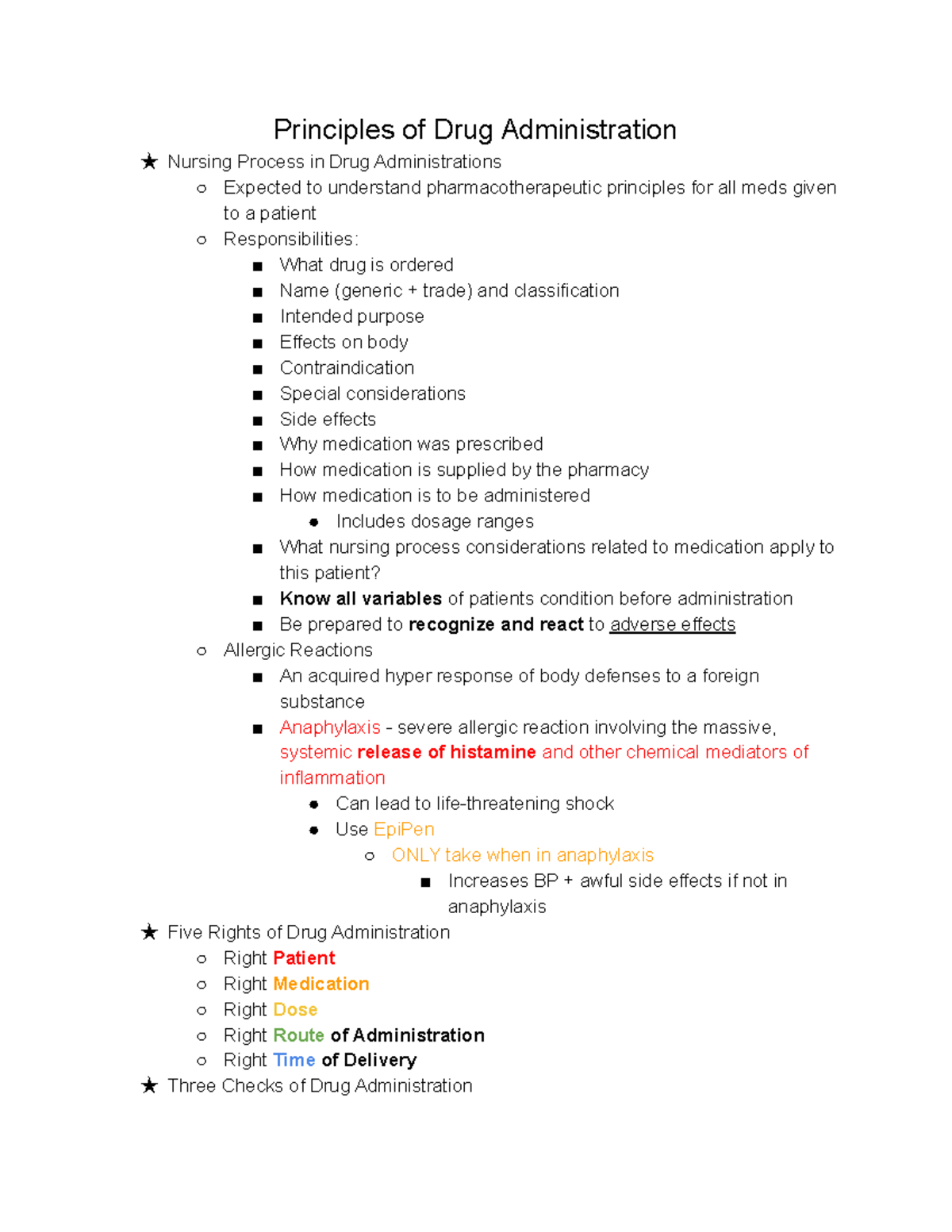 Chapter 3 - Lecture Notes - Principles of Drug Administration ★ Nursing ...