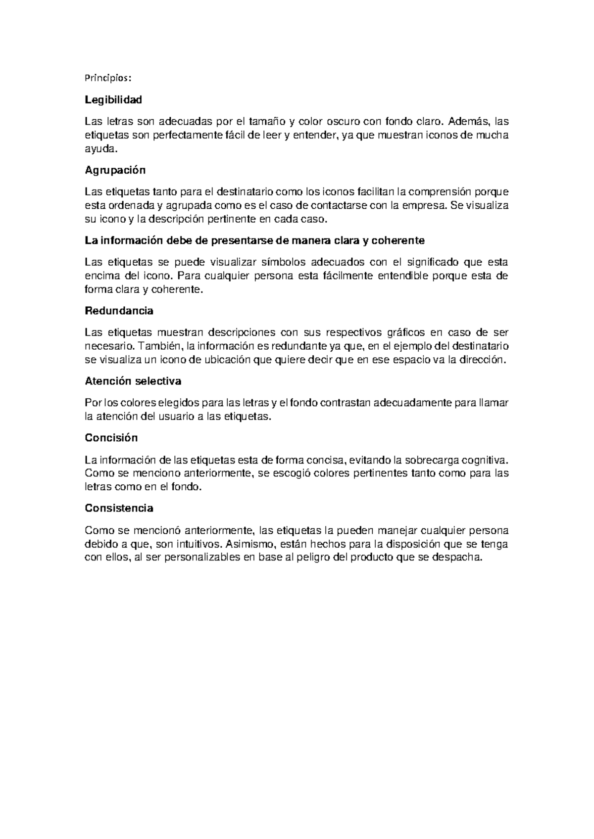 Principios - Principios: Legibilidad Las letras son adecuadas por el ...