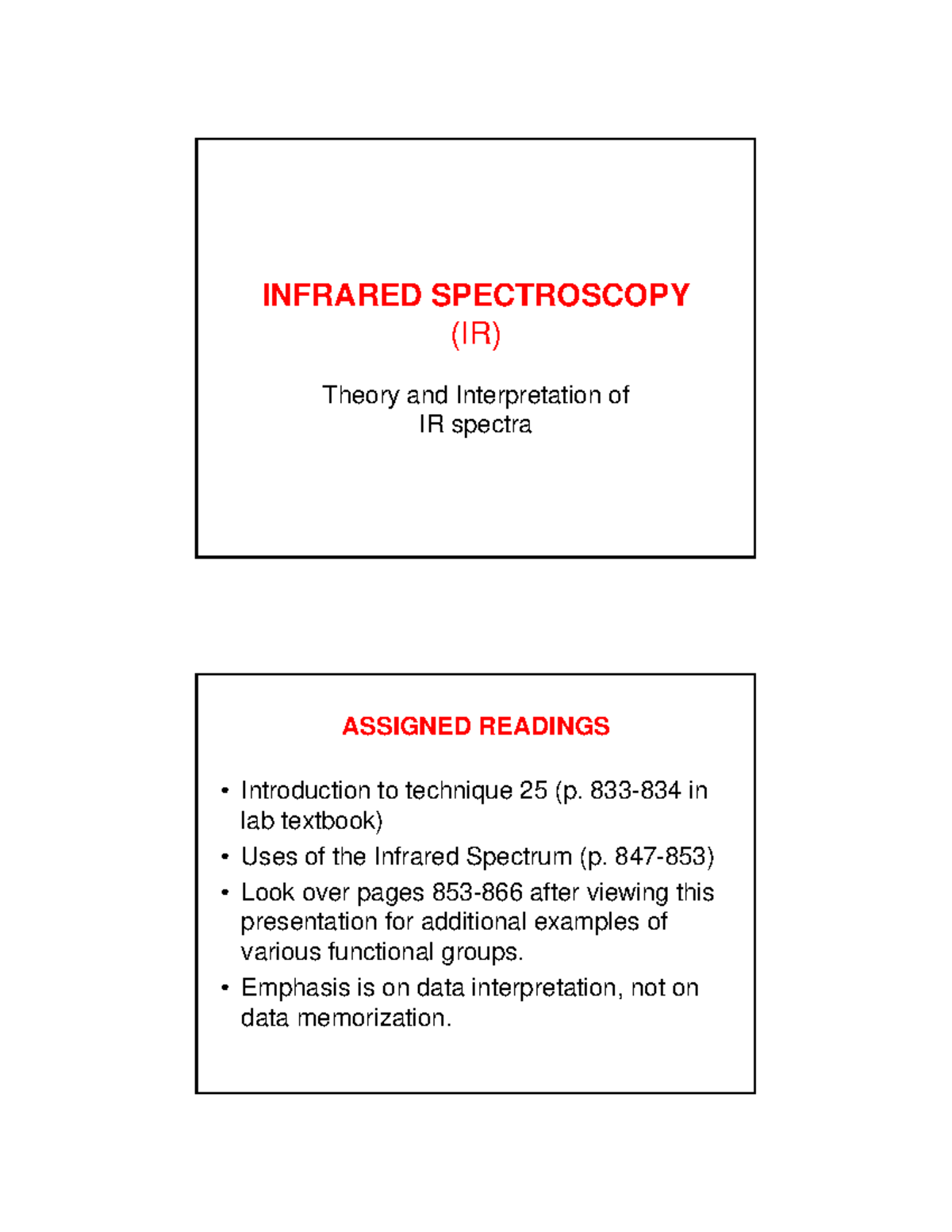 Ir presentation - INFRARED SPECTROSCOPY (IR) Theory and Interpretation ...