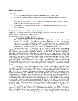 Reflection Journal #2 - reflect on your clinical experiences so far ...