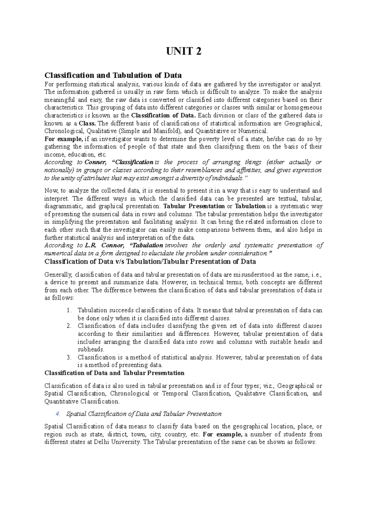 UNIT 2 - my name is dec - UNIT 2 Classification and Tabulation of Data For performing ...