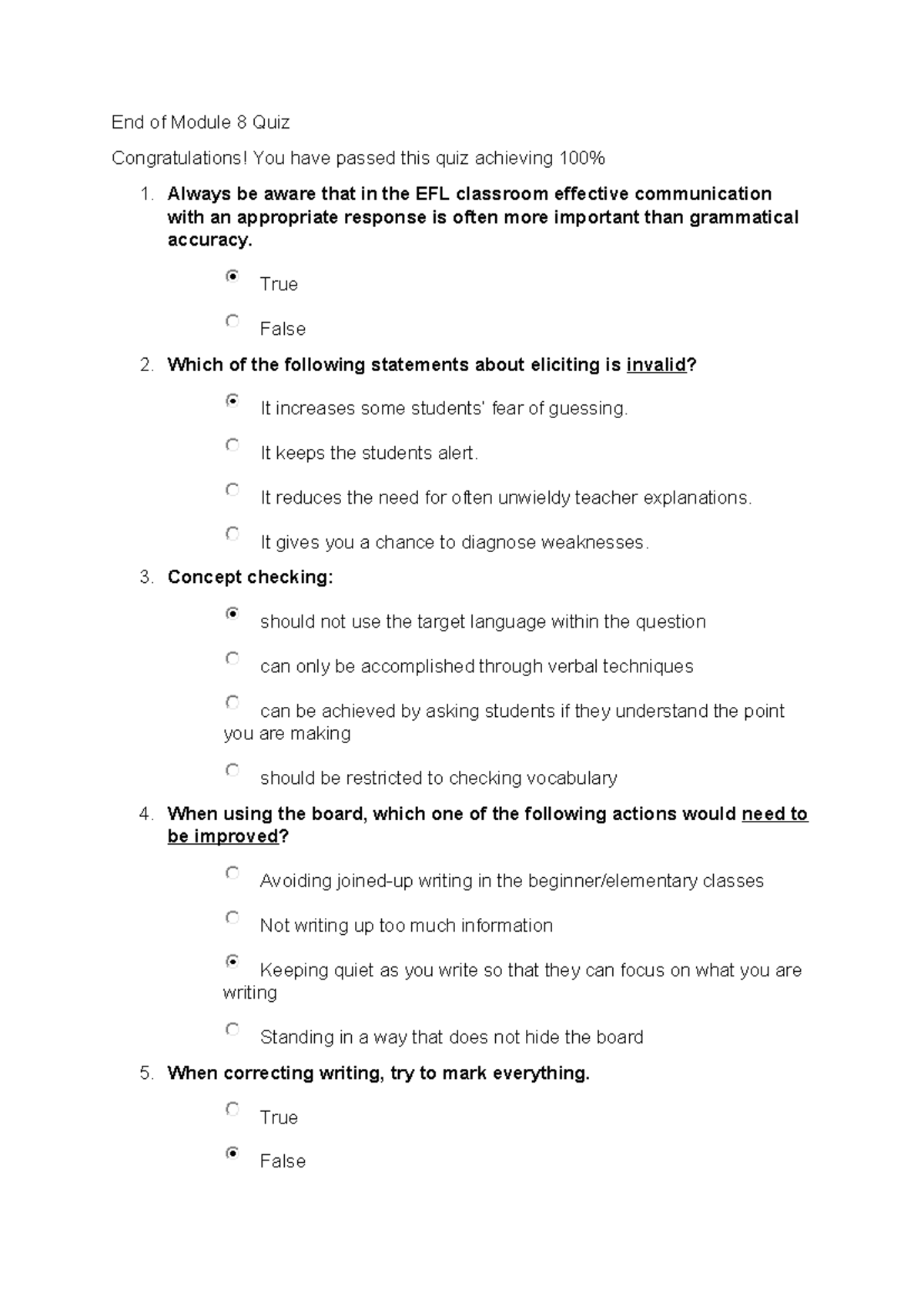 Module 8 Quiz Questions 095749 - End of Module 8 Quiz Congratulations ...