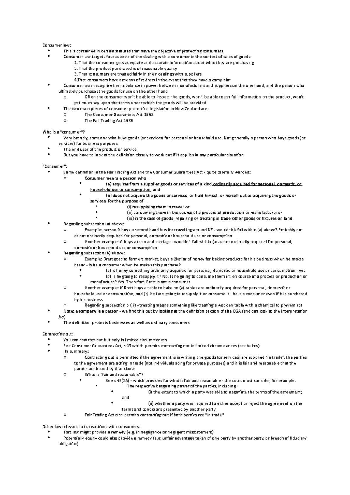 Consumer Protection Law Lecture Notes - Consumer law: This is contained ...