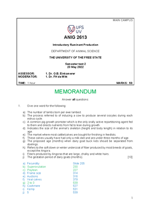 Anig test 2 231016 095802 - .- ####### UNIVERSITY OF THE FREE STATE ...