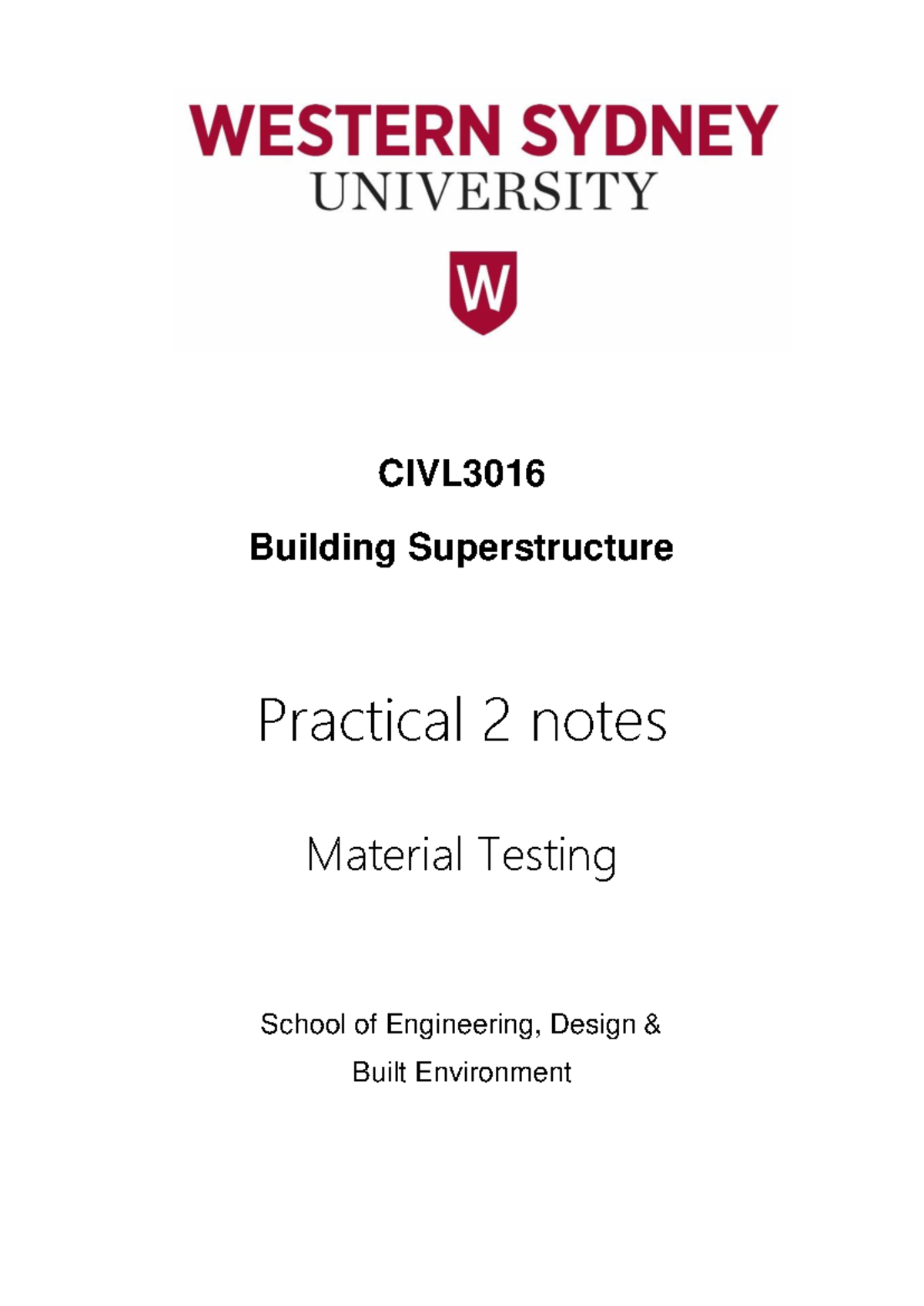 practical 2 notes - CIVL Building Superstructure Practical 2 notes ...