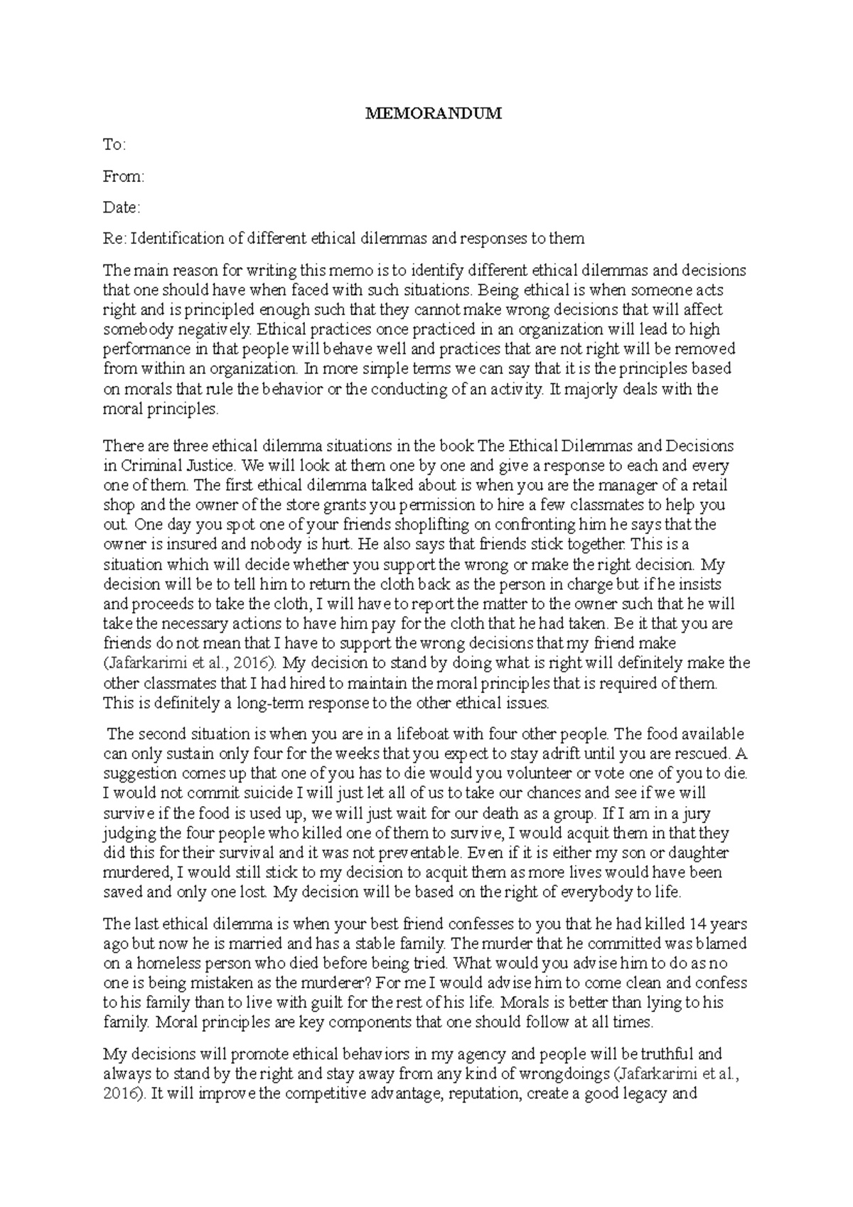 Memorandum - helpful - Overview of management - Studocu