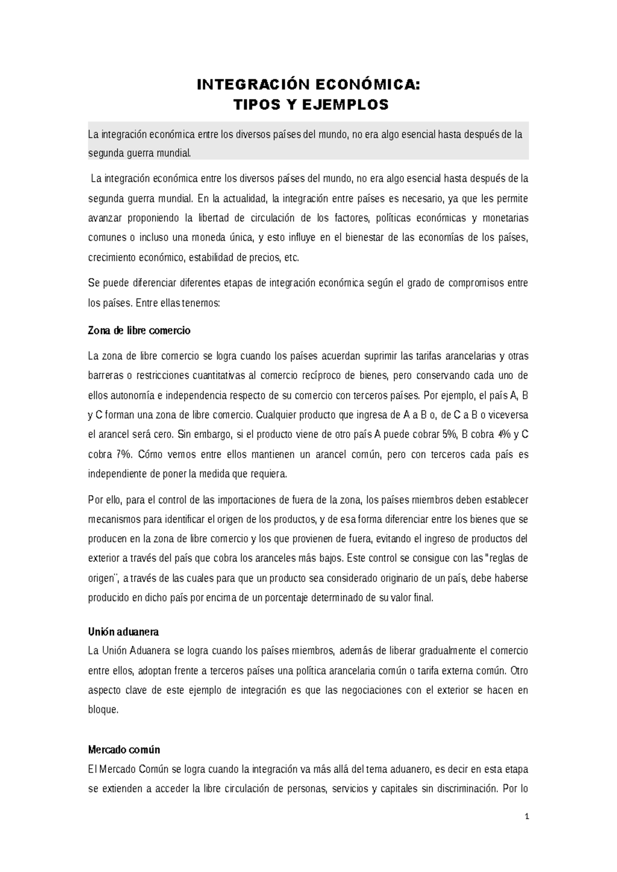 Procesos DE Integracion Economica - INTEGRACIÓN ECONÓMICA: TIPOS Y ...