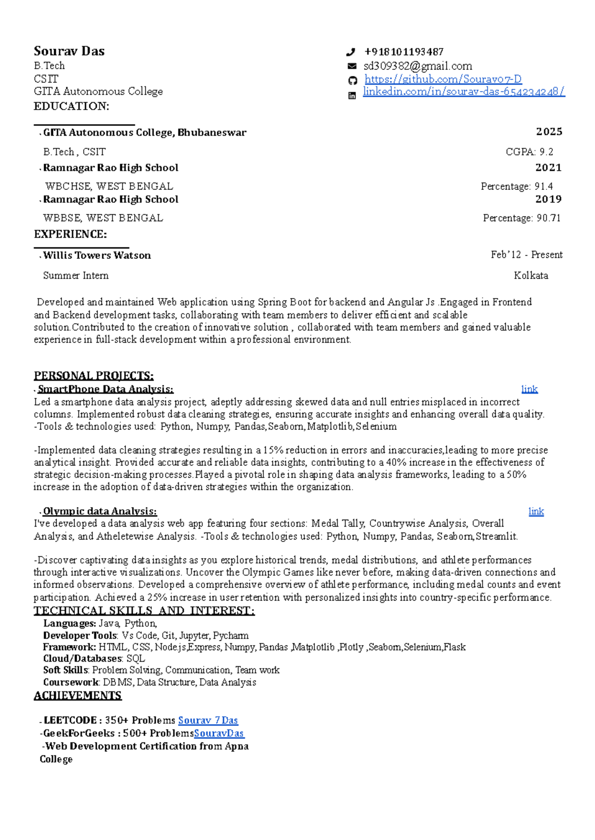Shaswat Resume (1)-1 - gbnm, - Sourav Das + 918101193487 B sd309382@gmail CSIT github/Sourav07-D ...