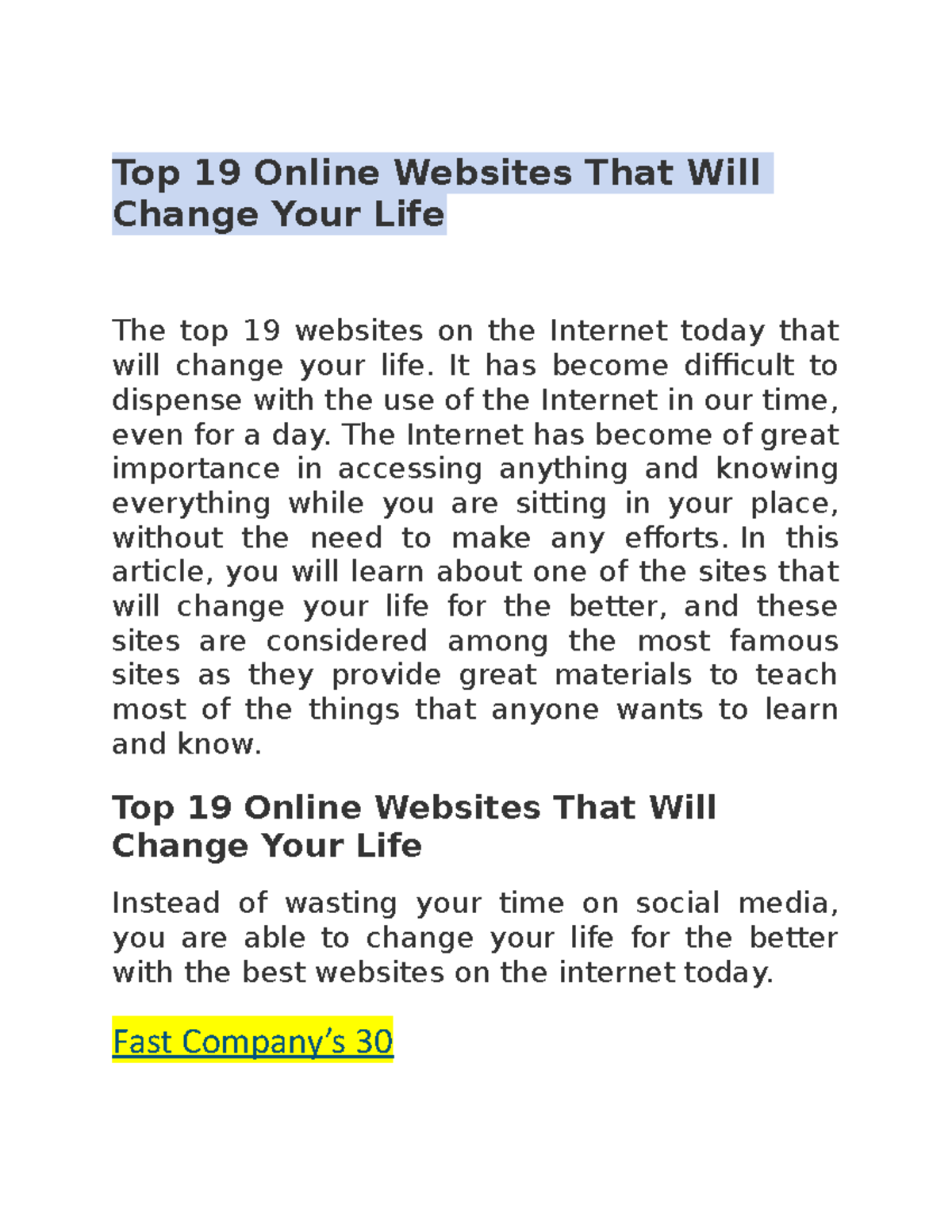 Top 19 Online Websites That Will Change Your Life - It has become ...