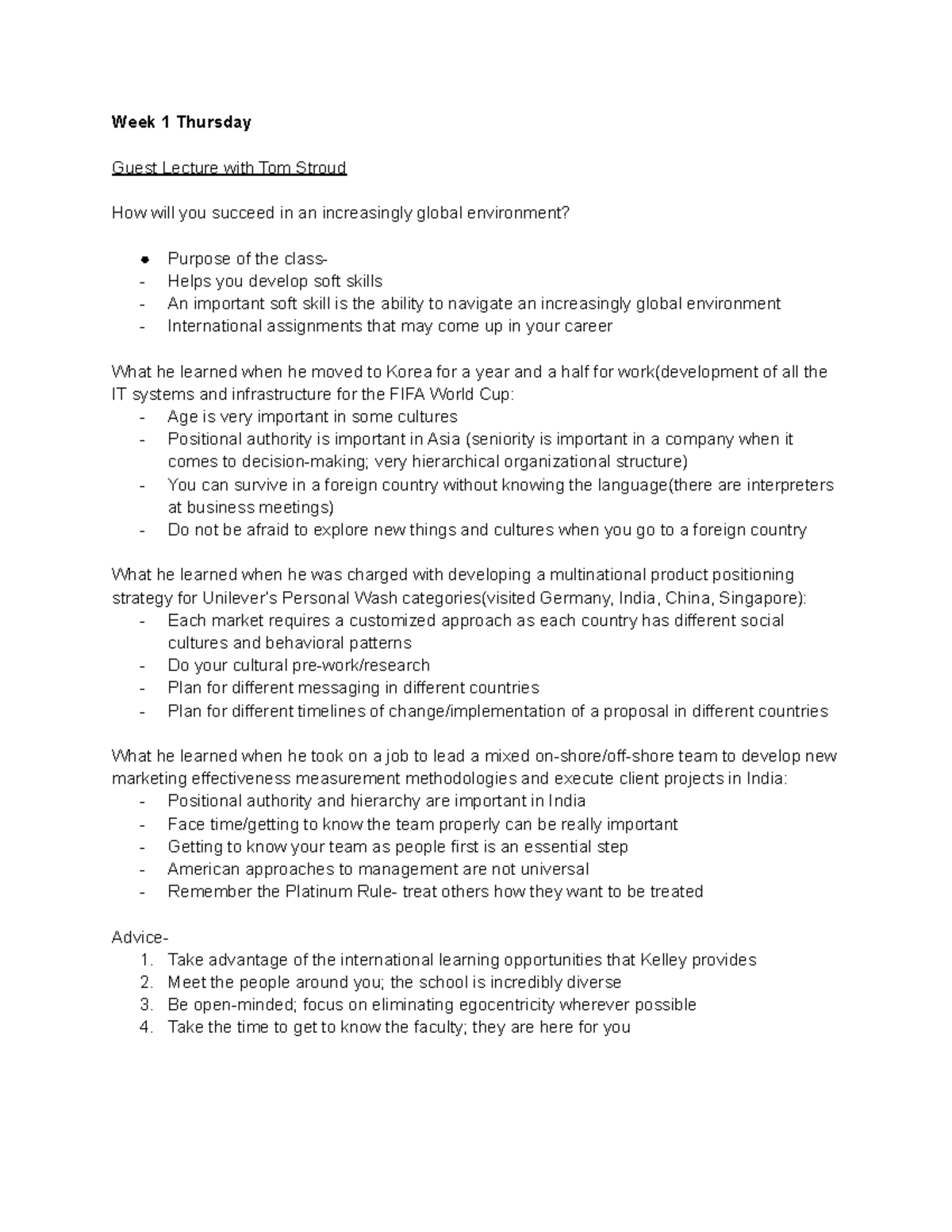Week 1 Thursday Lecture Notes Week 1 Thursday Guest Lecture With Tom Stroud How Will You