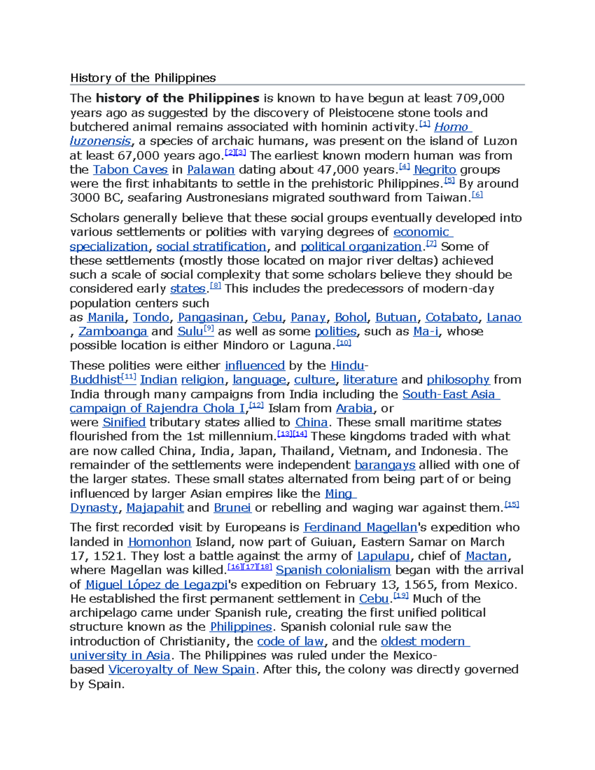 History of the Philippines - [1] Homo luzonensis , a species of archaic ...