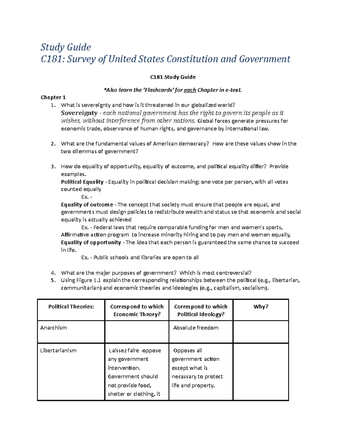 C181 Course Study Guide from FB - Study Guide C181: Survey of United ...