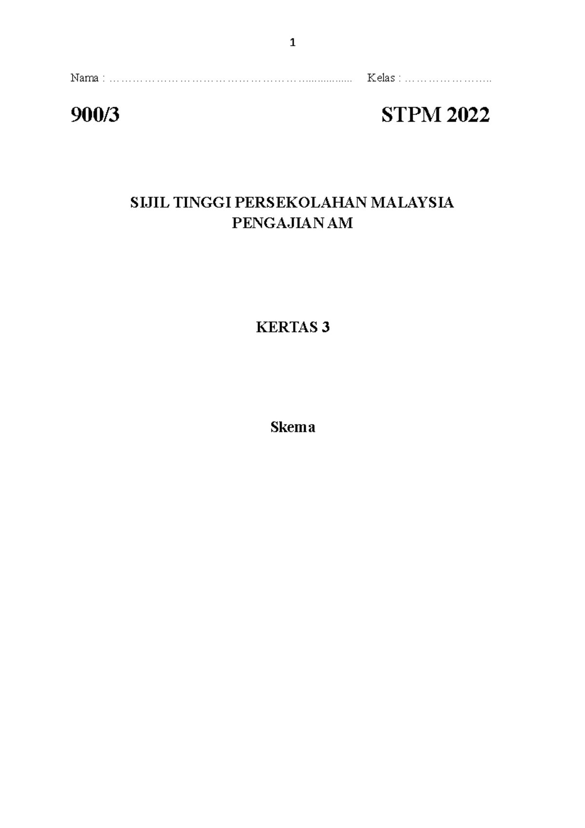 Skema Jawapan Sem 3 2022 - Nama ...