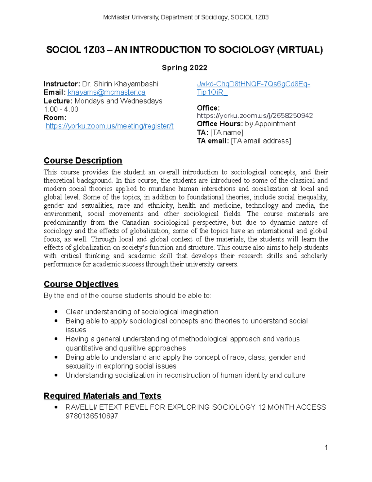 Sociol 1Z03, Spring 2022, S. Khayambashi - SOCIOL 1Z03 – AN ...