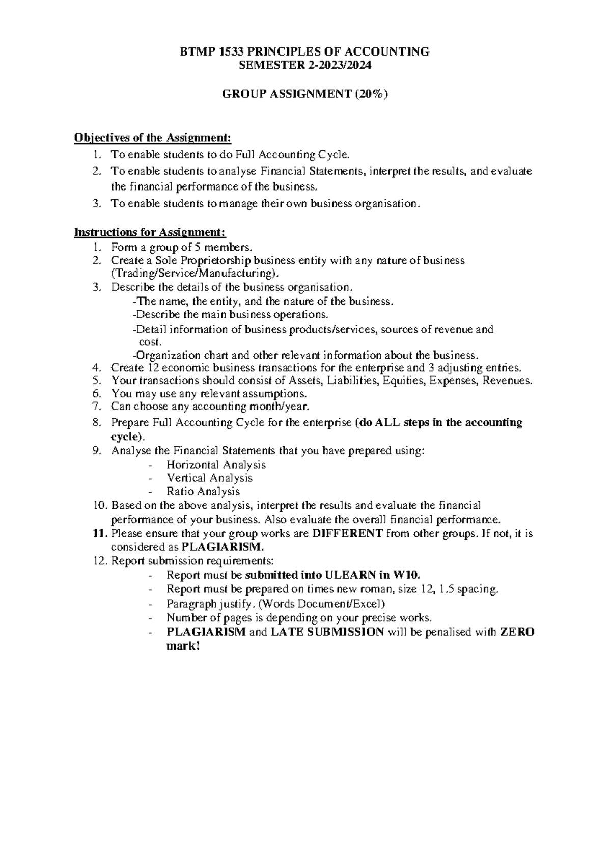 Group Assgnt BTMP1533 SEM 2-2023.2024 - BTMP 1533 PRINCIPLES OF ...