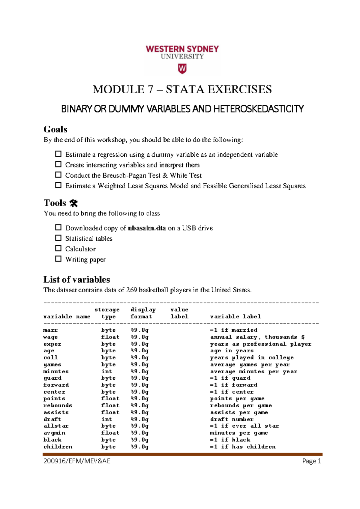 With Answers - Workshop - Module 7 - Multiple Regression Analysis ...