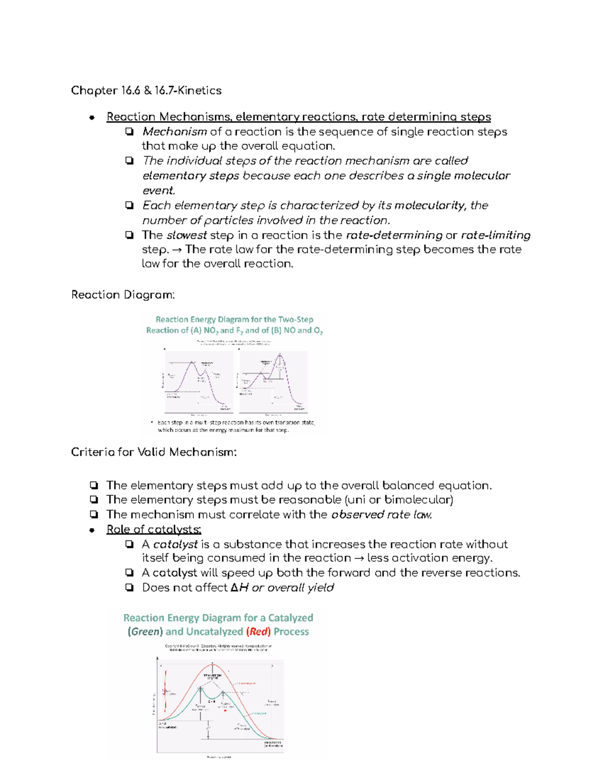 CHEM TEST Review - Chapter 16 & 16-Kinetics Reaction Mechanisms ...