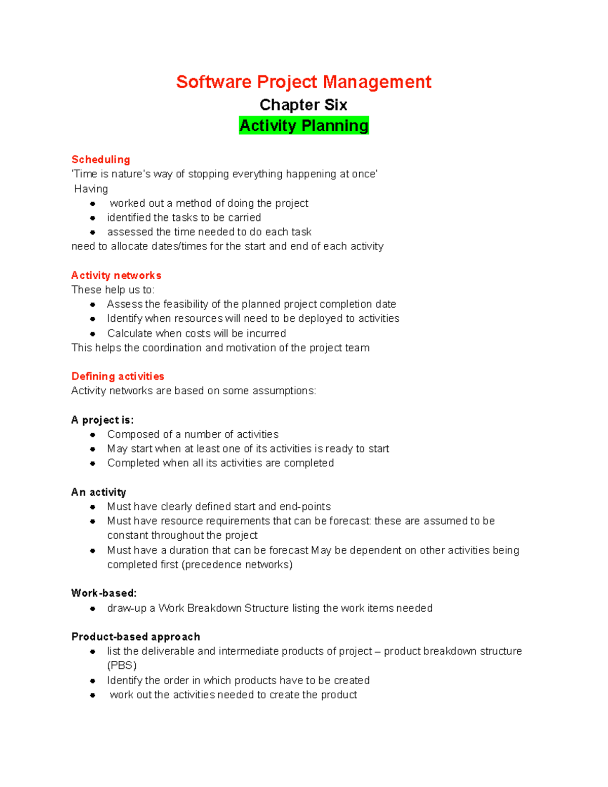 Software Project Management - Chapter 6 - Software Project Management ...