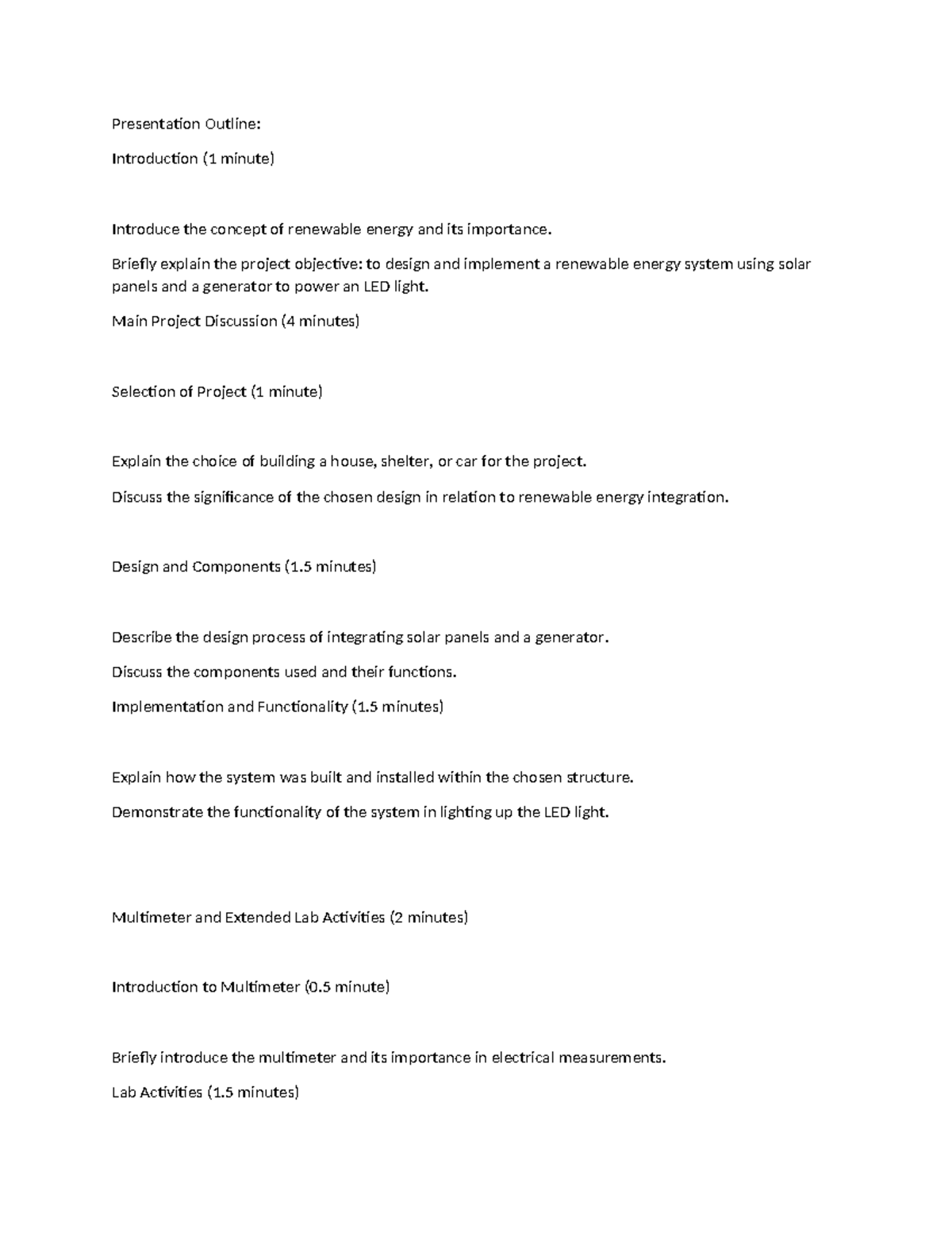 Presentation-Renewable Energy Rubric - Presentation Outline ...