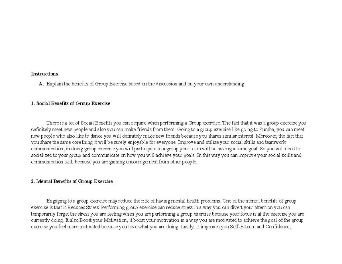 Physical Education Sample Activity Assessment - DHVSU - Studocu