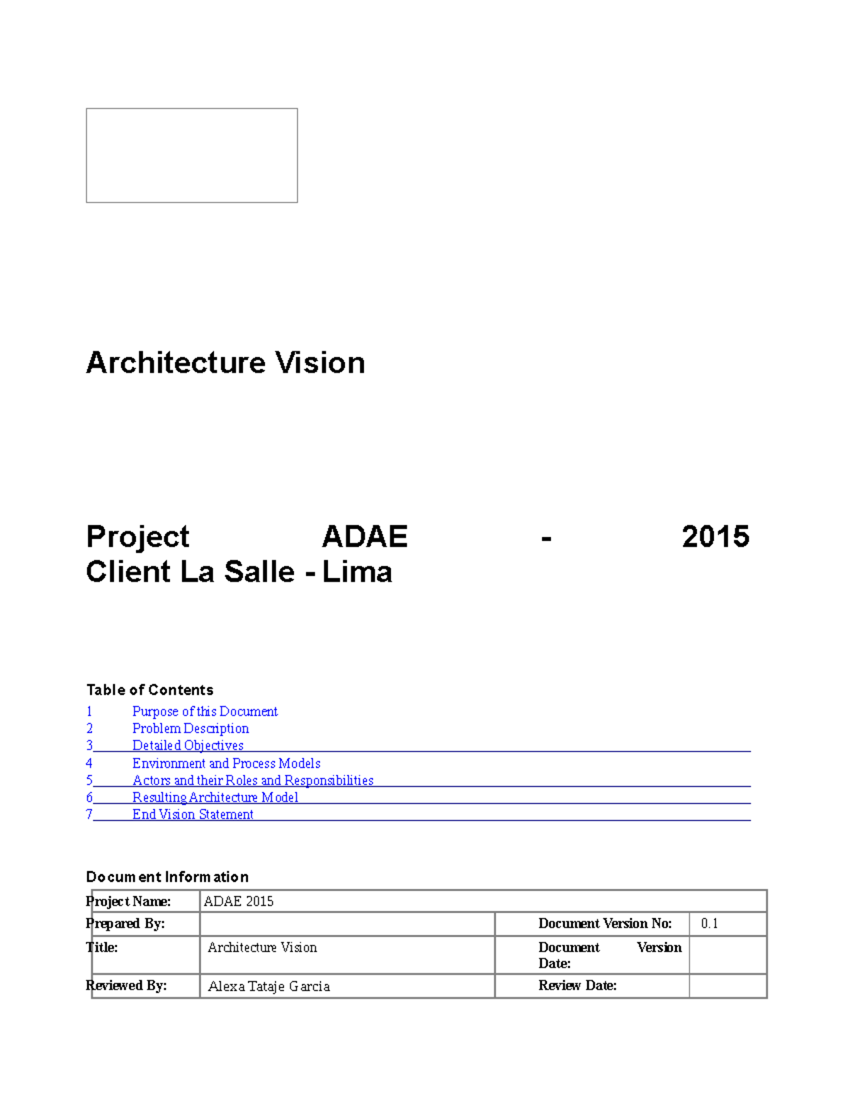 Architecture Vision - togaf - Architecture Vision Project ADAE - 2015 ...