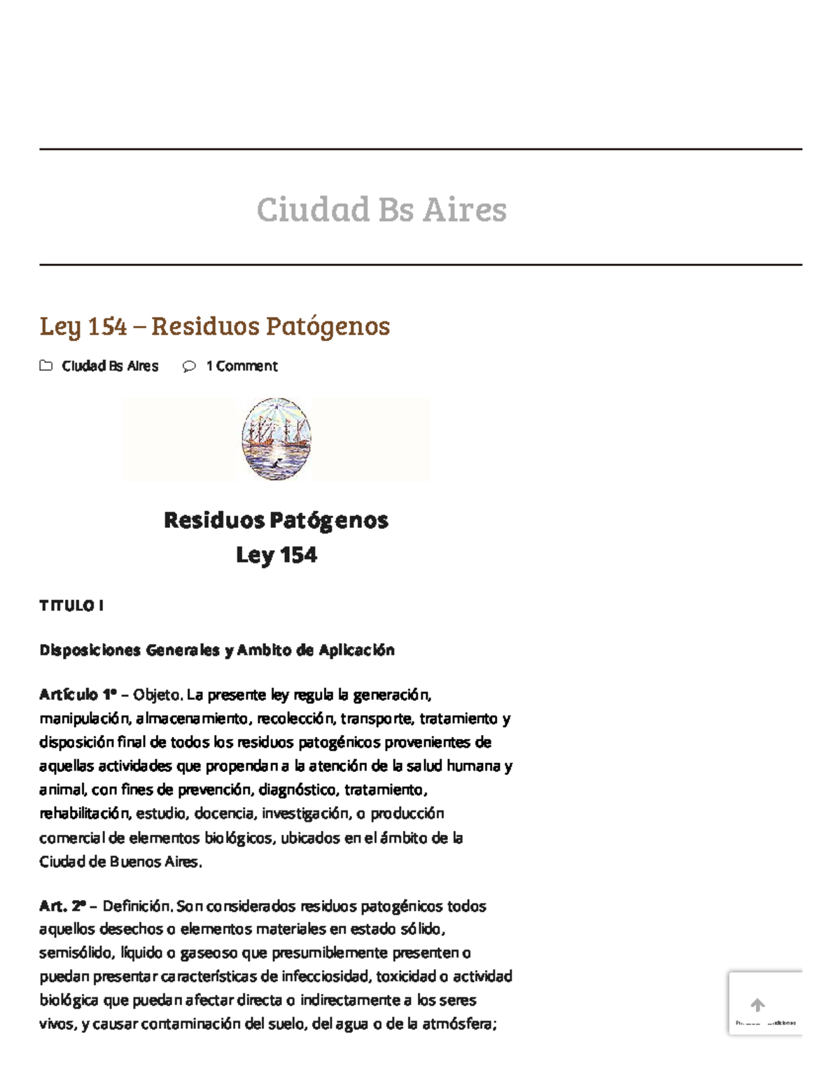 Ley 154 - Residuos Patógenos - Argentina Ambiental - Ciudad Bs Aires ...