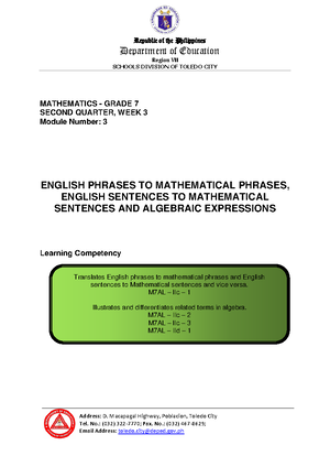 Math7 q1 mod6 Properties Of Integers v3 - Mathematics First Quarter ...