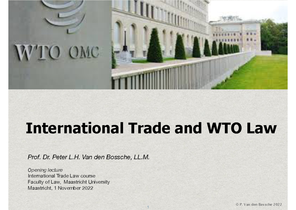 1) ITL at UM - International Trade and the WTO-1 - International Trade ...