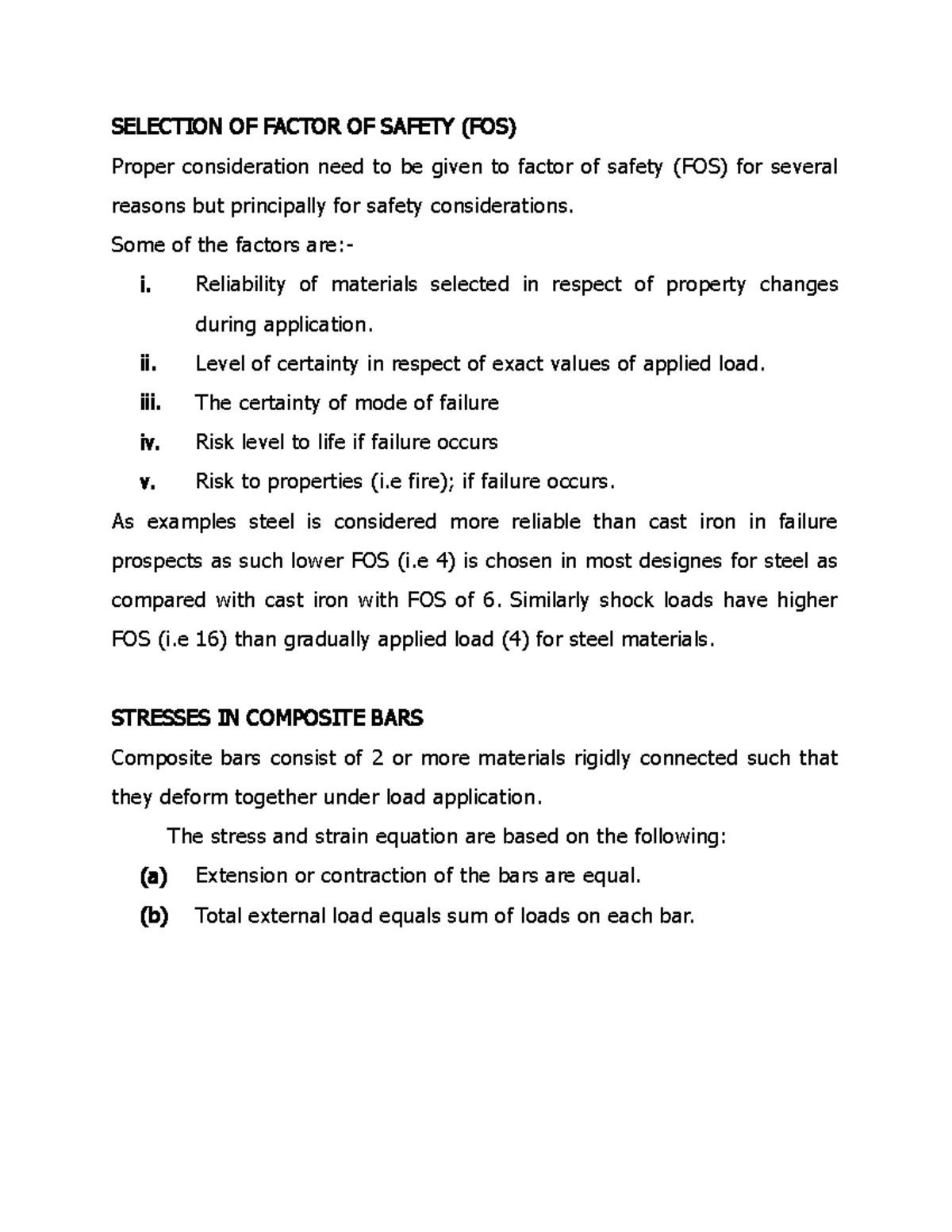 MEE 334 (B) - Lecture notes 2 - SELECTION OF FACTOR OF SAFETY (FOS ...