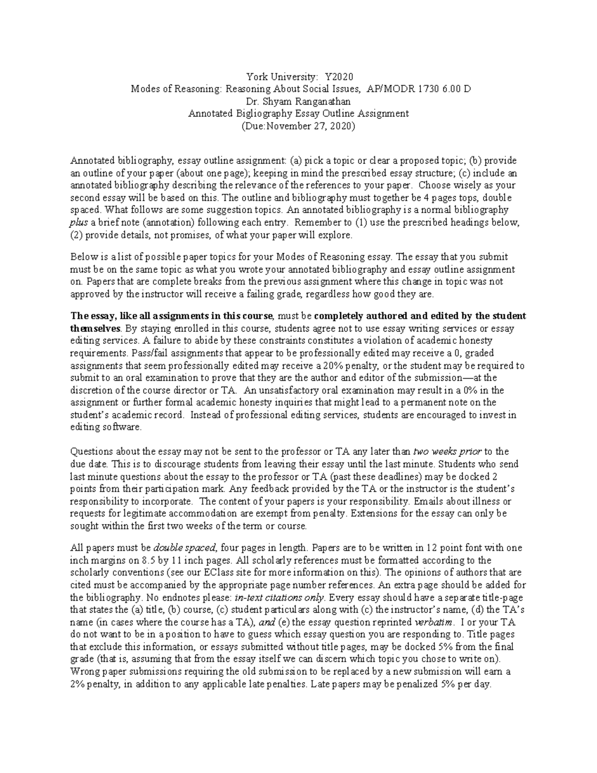 MODR 1730 D ABEO - Grade: B+ - York University: Y Modes of Reasoning ...