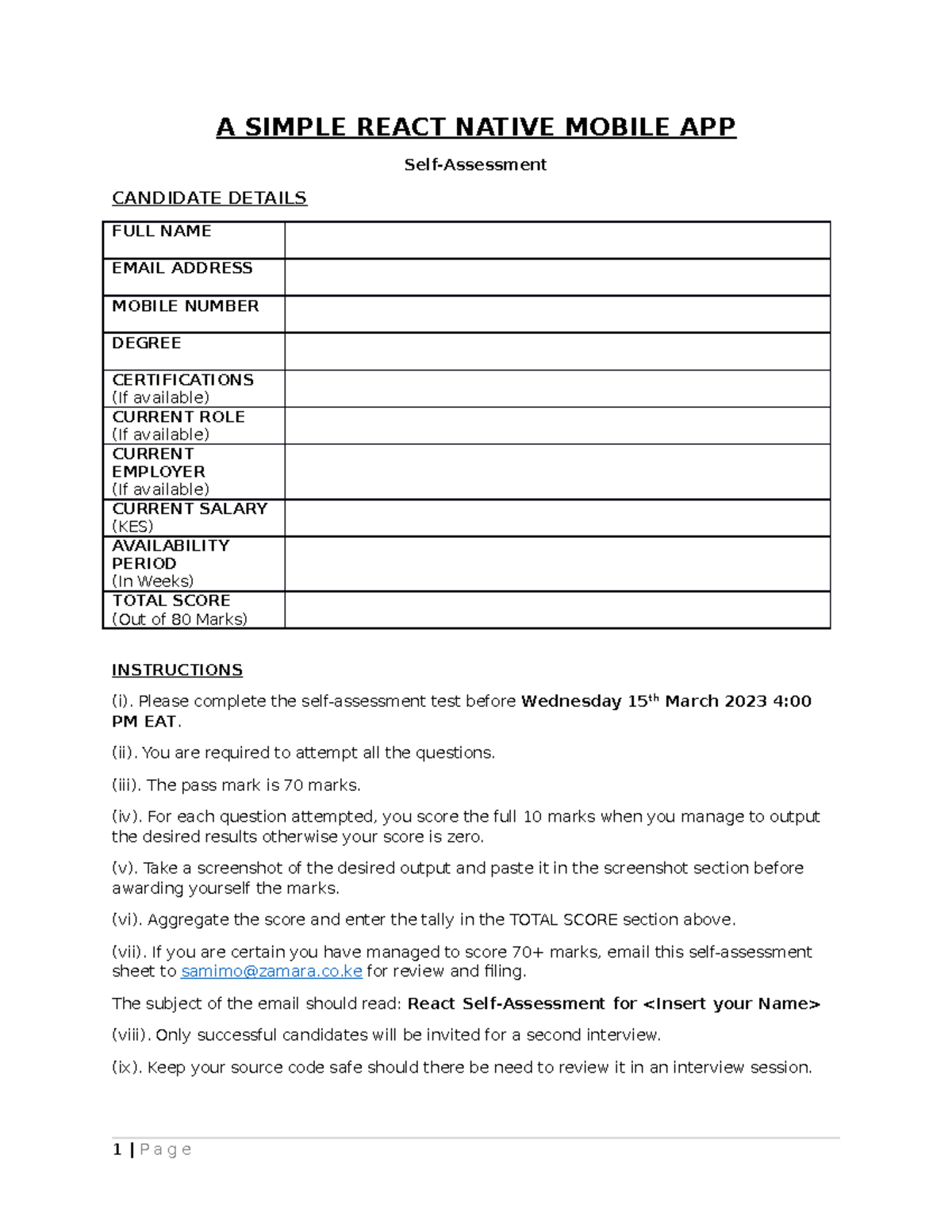 Self-assessment-react - A SIMPLE REACT NATIVE MOBILE APP Self ...