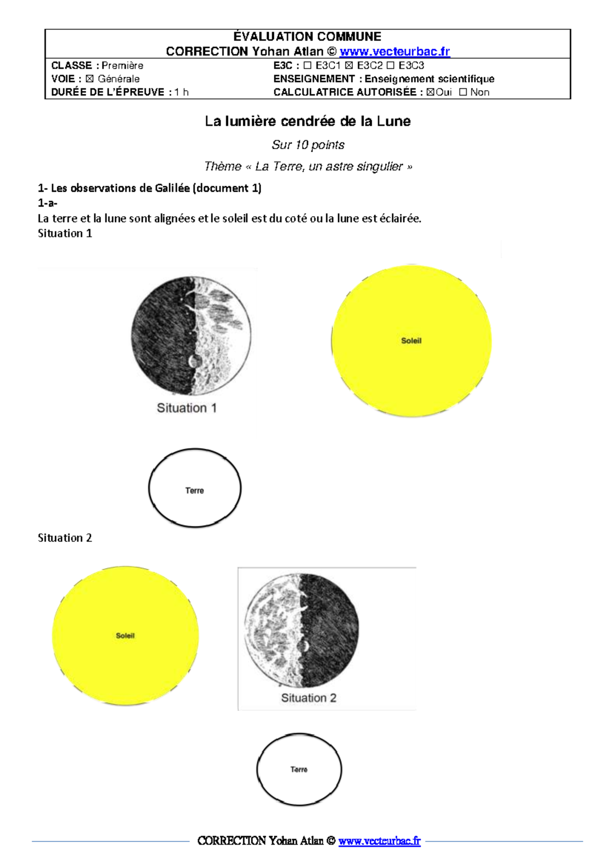 Correction La lumiere cendree de la Lune - La lumière cendrée de la ...
