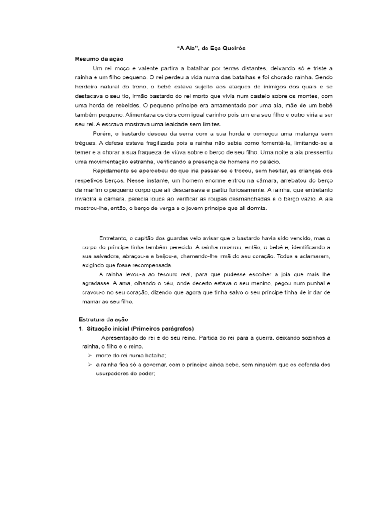 Análise A Aia - Análise de A Aia - de Eça Queirós Resumo da ação Um rei ...
