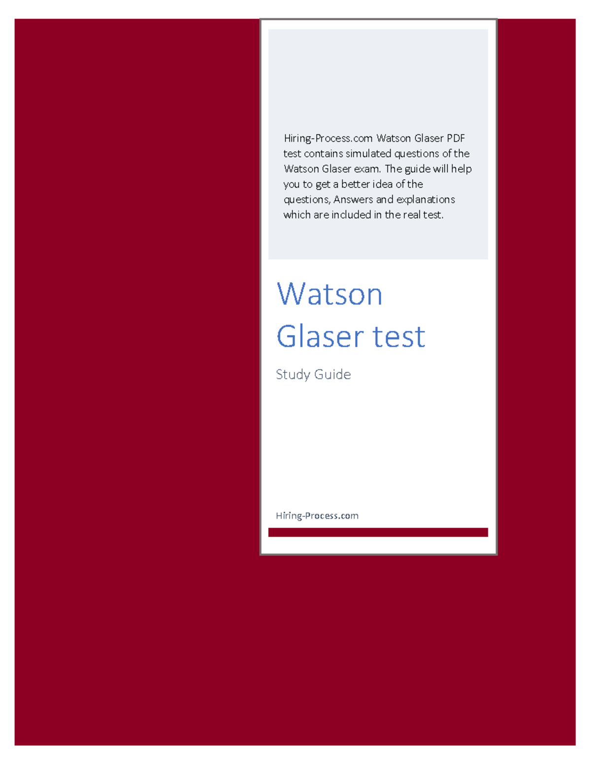 Pdfcoffee - WG prep - Hiring-Process Watson Glaser PDF test contains ...