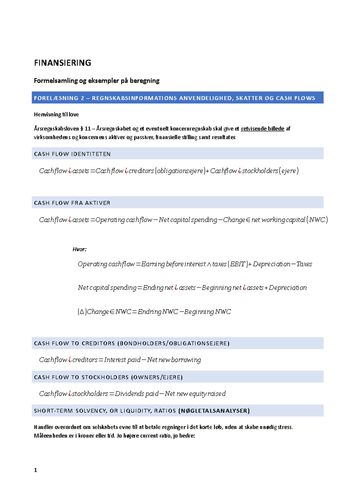 Finansiering - Formelsamling - FINANSIERING Formelsamling og eksempler ...