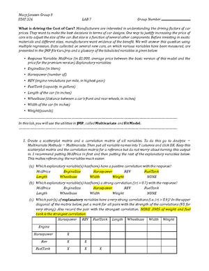 Lab 7 - Lab 7 - STAT 326 LAB 7 Group Number What is driving the Cost of ...