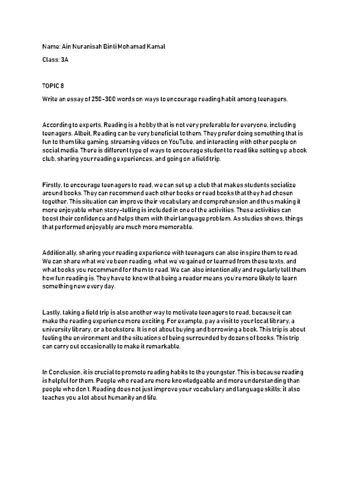 ELC231 Expository Essay - Name: Ain Nuranisah Binti Mohamad Kamal Class ...