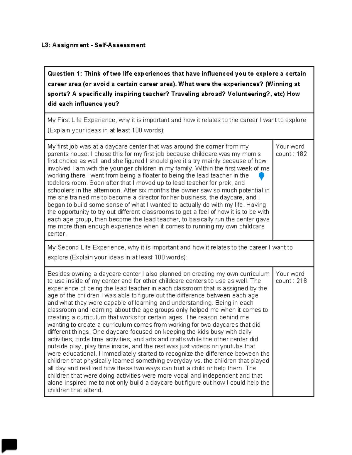 Module 3 self assessment - L3: Assignment - Self-Assessment Question 1 ...