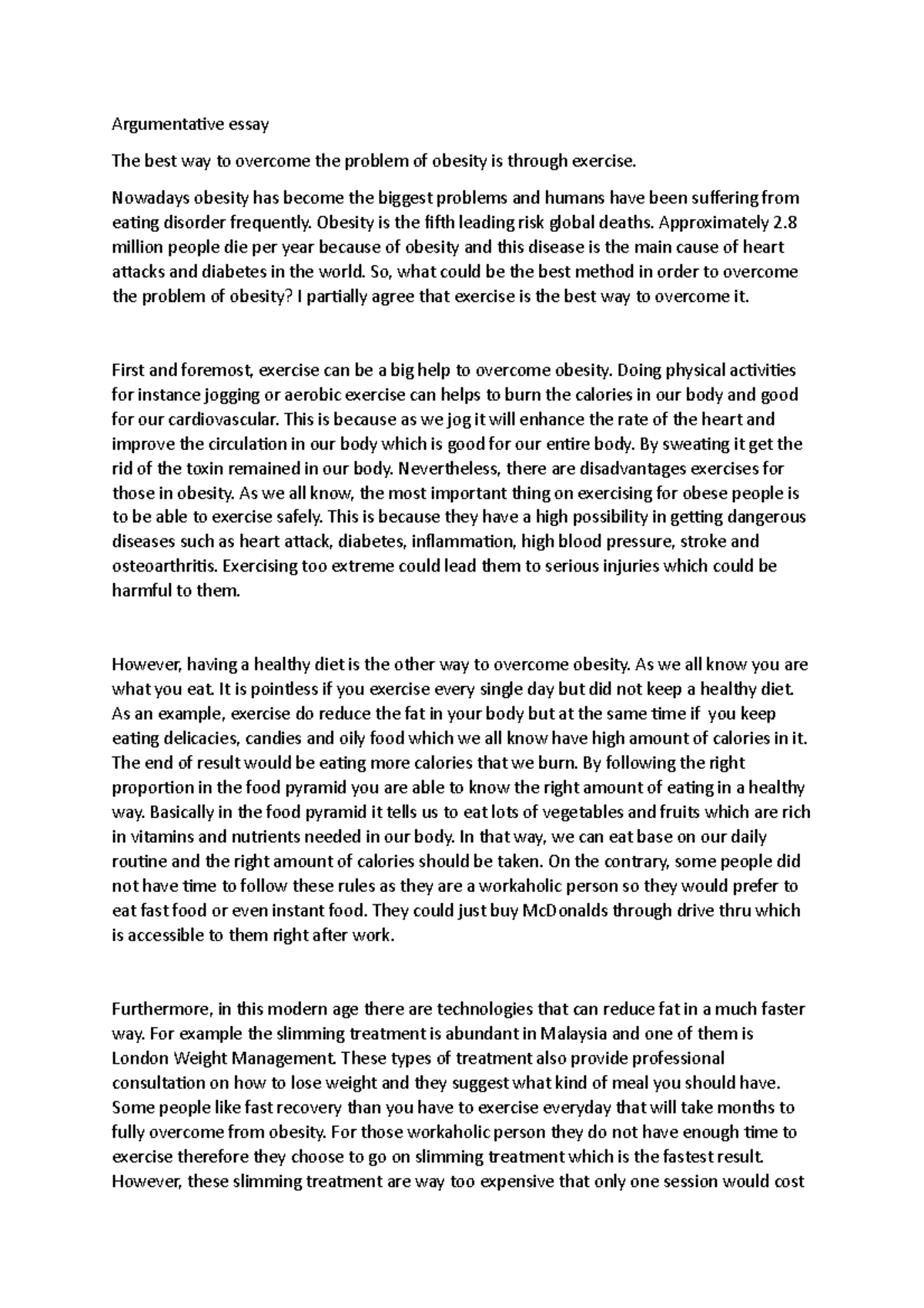 Argumentative essay - sample question - Argumentative essay The best ...