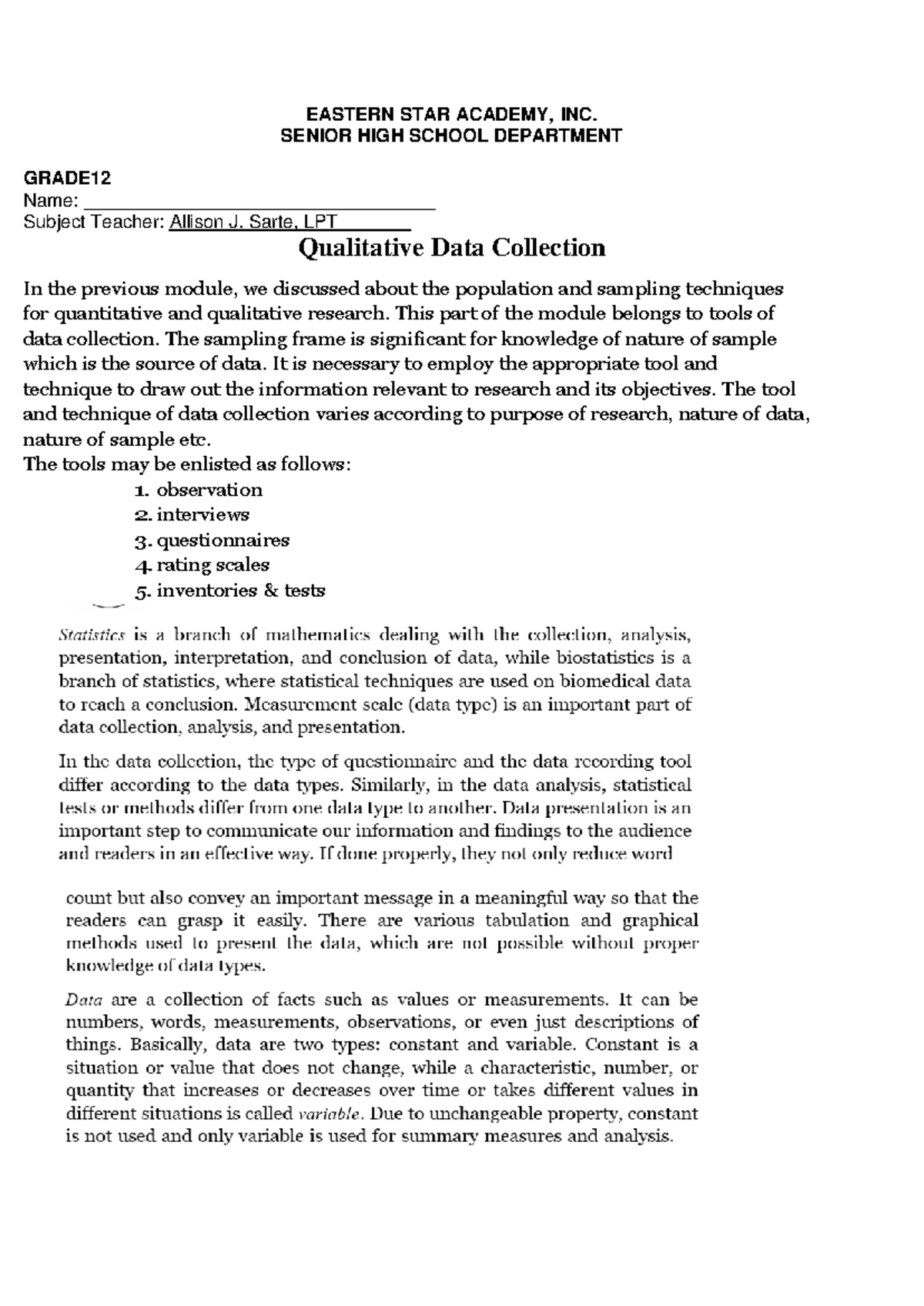 DATA- Collection- Quantitative Research- Ways of collecting Data ...