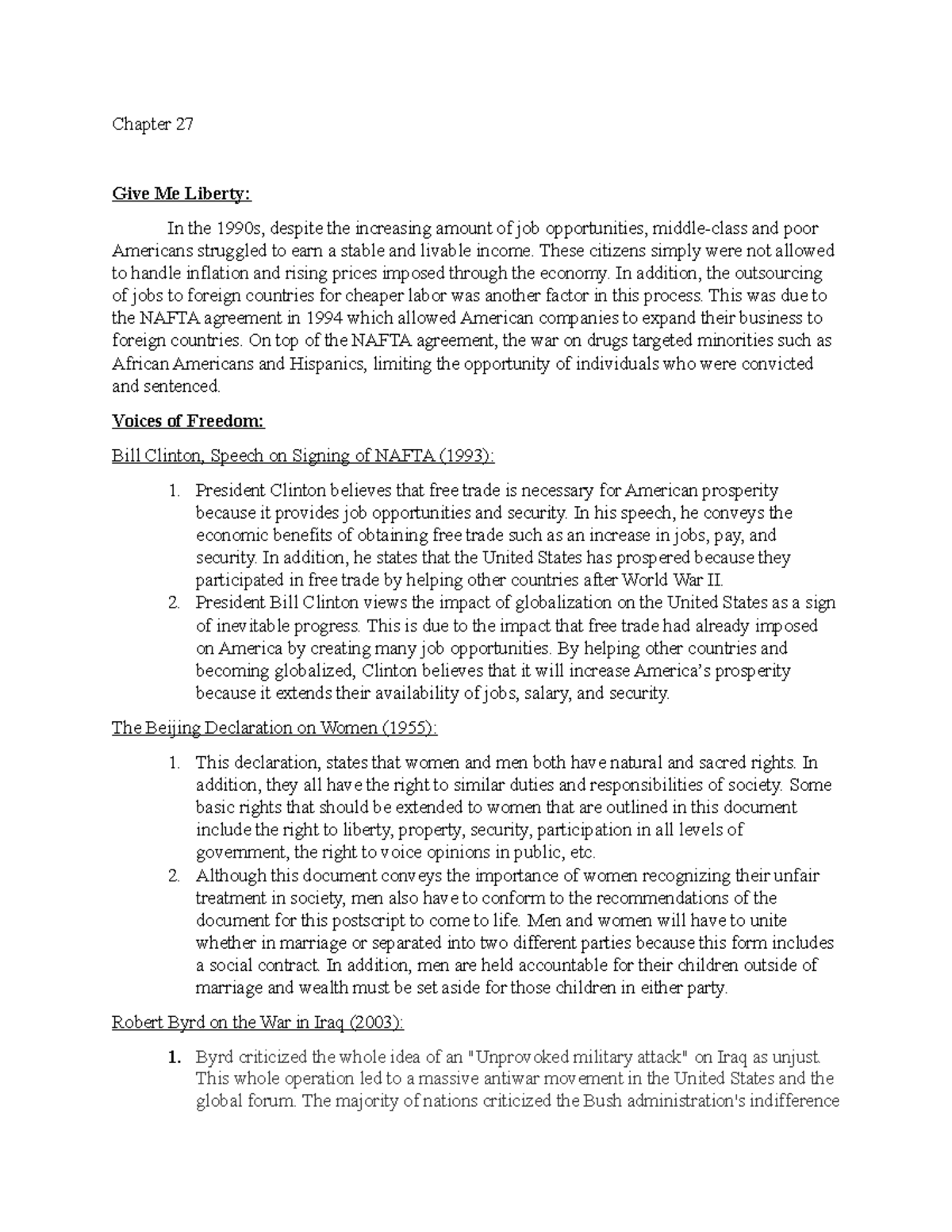 Chapter 27 Assignment (HIST) - Chapter 27 Give Me Liberty: In the 1990s ...