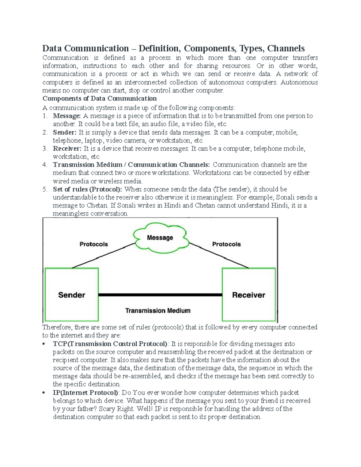 Data communication - Or in other words, communication is a process or ...