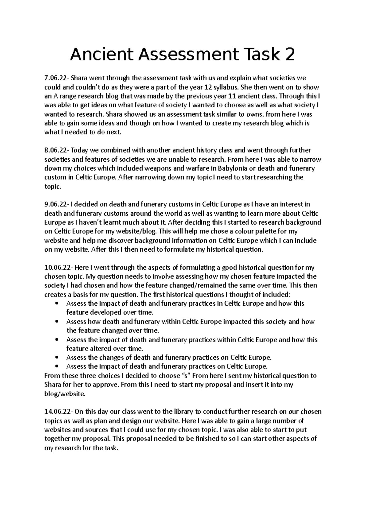 Planning - notes - Ancient Assessment Task 2 7.06- Shara went through ...