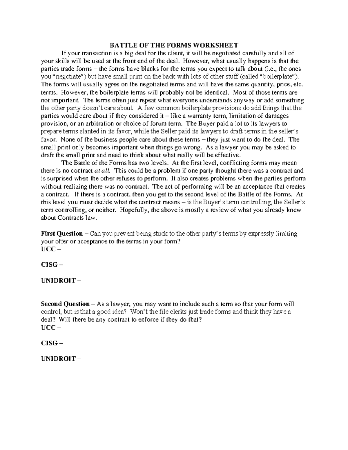 Battle of Forms Worksheet Blank - BATTLE OF THE FORMS WORKSHEET If your ...