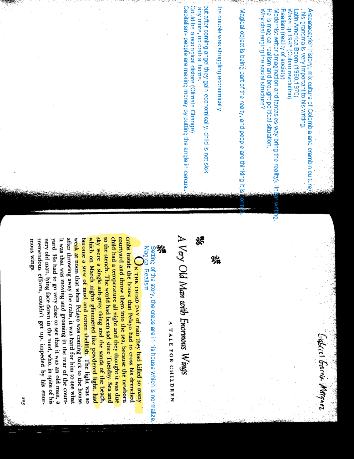 Garcia Marquez - A Very Old Man with Enormous Wings full text - WHUM ...