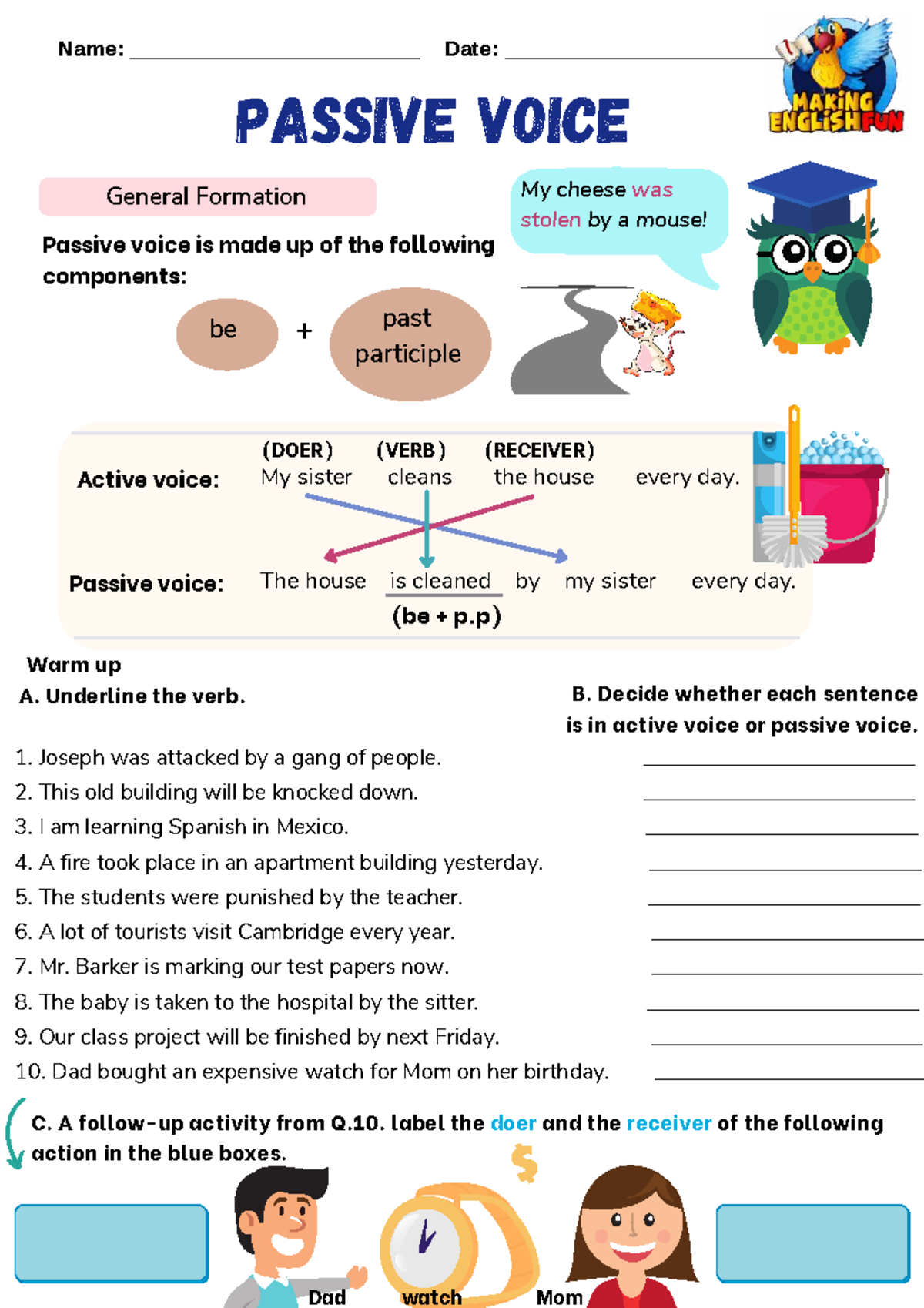 Passive-Voice-Worksheets - Passive voice is made up of the following ...